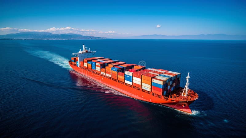 Airphoto of the Container Ship at Sea Stock Illustration - Illustration ...