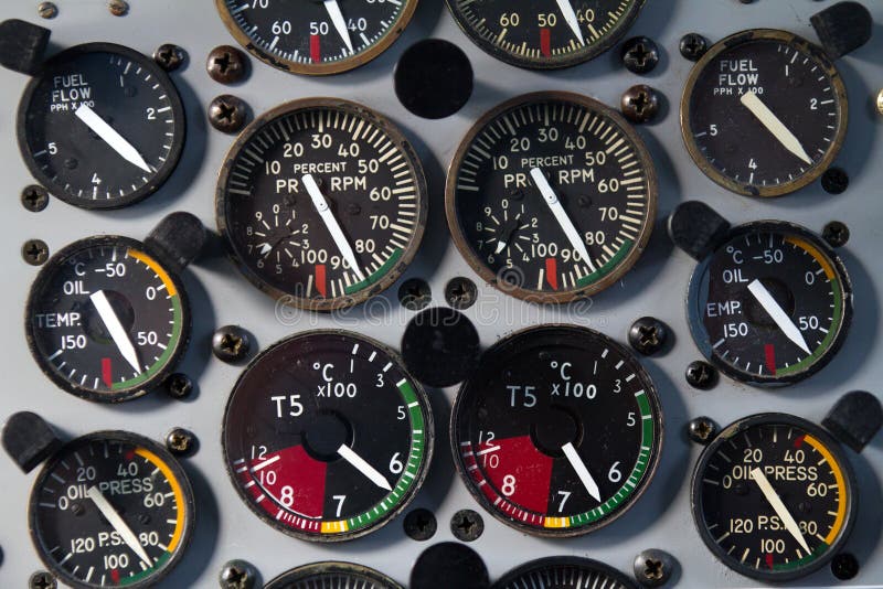 Airplane Cockpit Instruments Stock Photo - Image of guages, panel: 8379438
