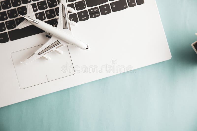 Airplan with keyboard stock photo. Image of travel, white - 236720406