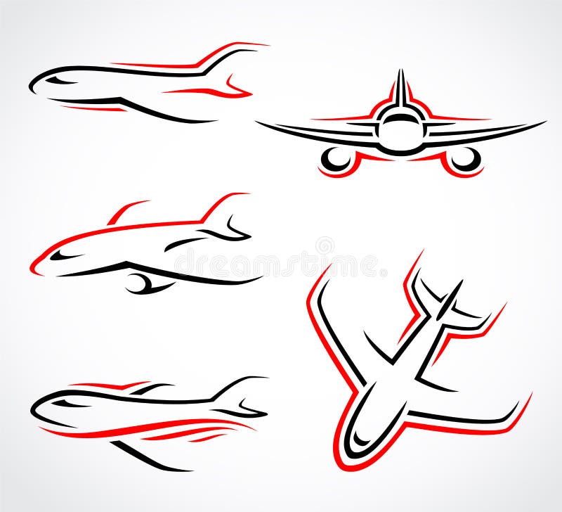 Airplane Abstract Set. Vector Stock Vector - Illustration of flight ...