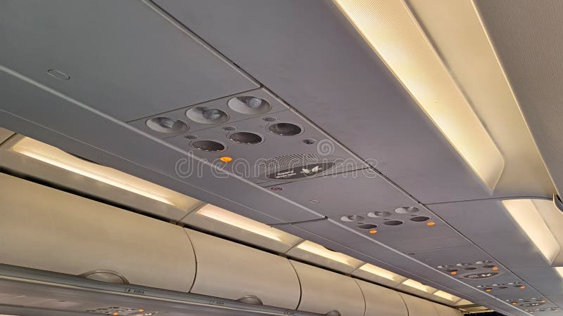 Airplane Air Conditioning Interior Above the Passenger Seats Stock ...