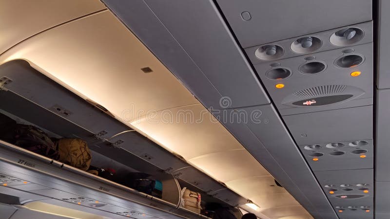 Airplane Air Conditioning Interior Above the Passenger Seats Stock ...