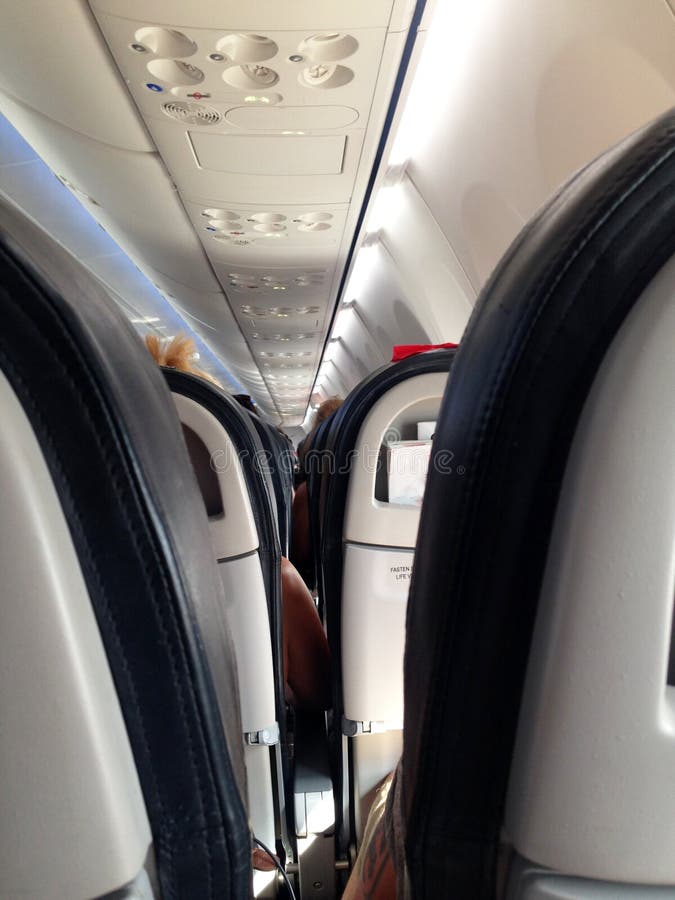 Airplane Aircraft Plane Cabin Seats from Back Stock Photo - Image of ...