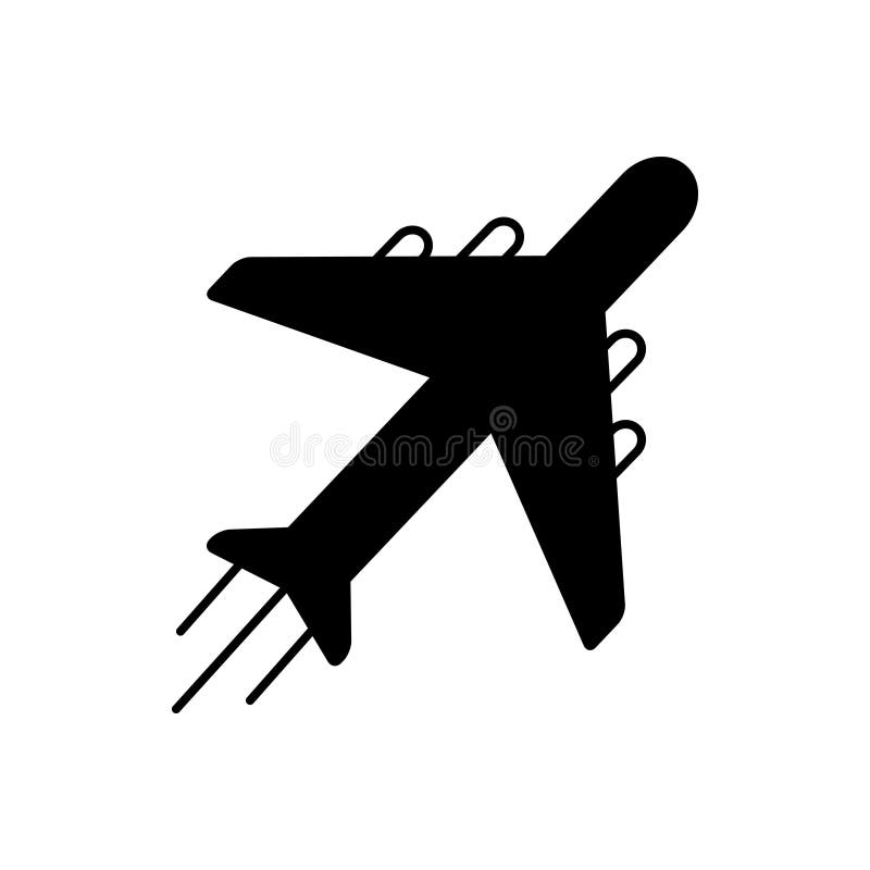 Black Solid Icon for Airplane, Aircraft and Travel Stock Vector ...
