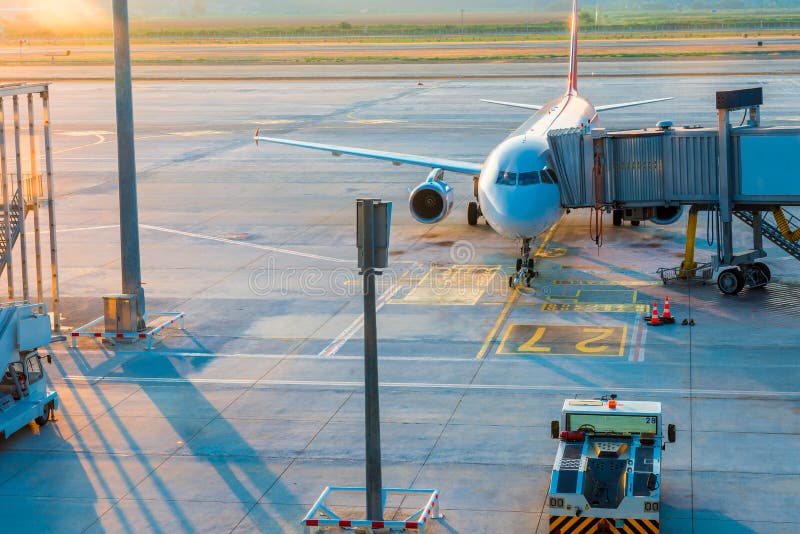 Airplane in Airport before Take-off Stock Image - Image of ...