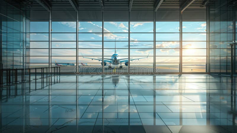 The Airplane at Airport Terminal. AI Generated Stock Image - Image of ...