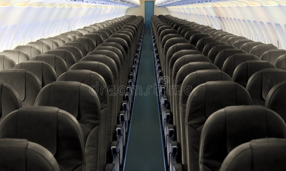 Airplane Aisle with Row of Seats Stock Image - Image of flight, seat ...