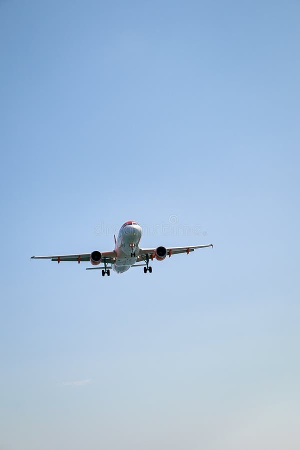 Airplane on Approach in the Air Stock Image - Image of transport ...