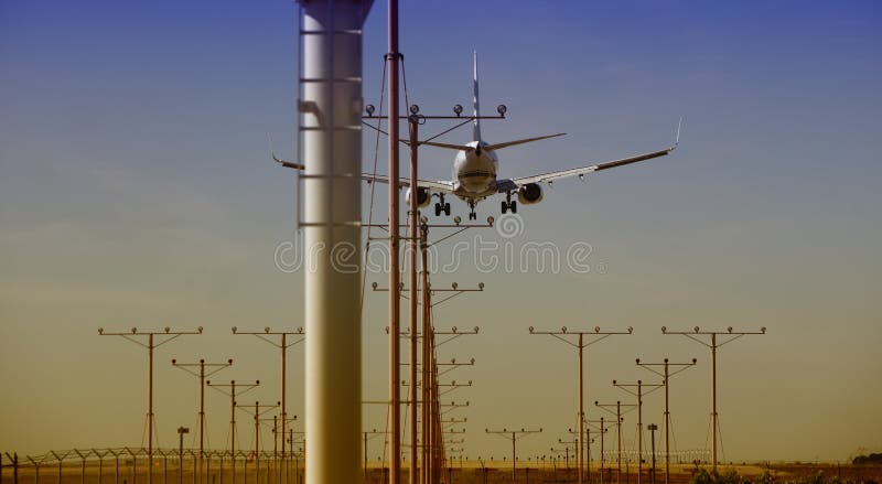 Airplane approaching stock photo. Image of flight, approach - 25575378