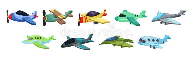 Airplane As Fixed-wing Aircraft with Jet Engine Vector Set Stock ...