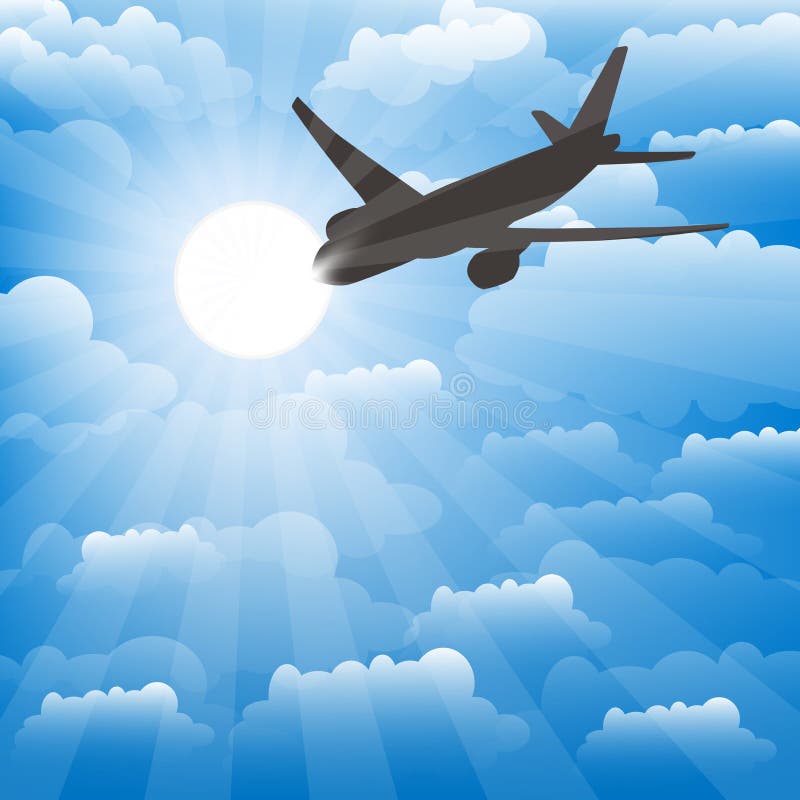 Airplane on a Background of Clouds. Vector. Stock Vector - Illustration ...