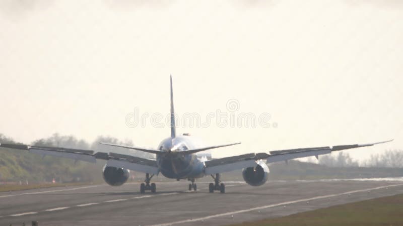Airplane in Backlight, Rear View Stock Video - Video of shot ...