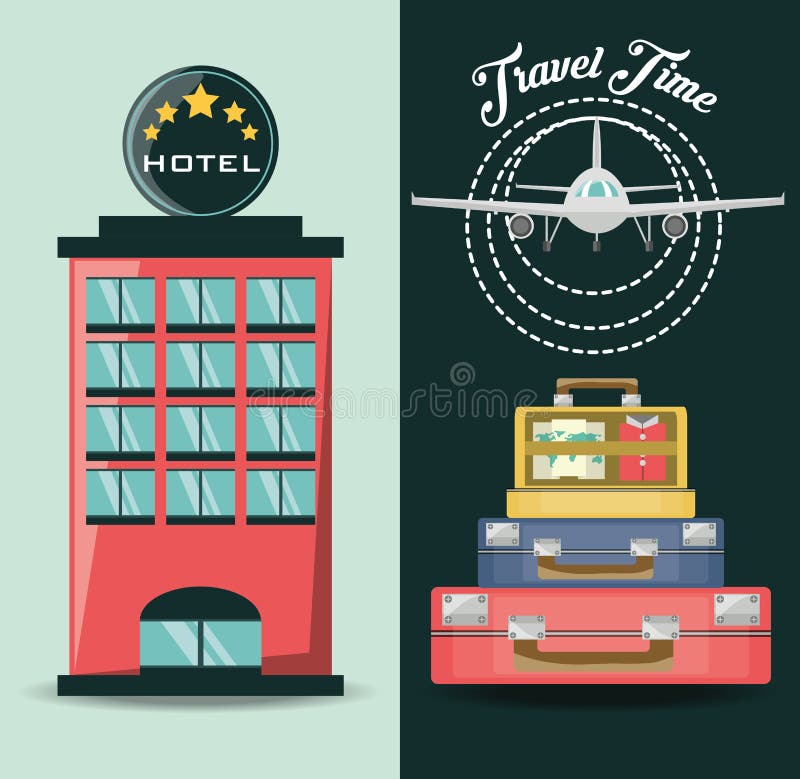 Airplane and Hotel in the City of the Travel Stock Vector ...