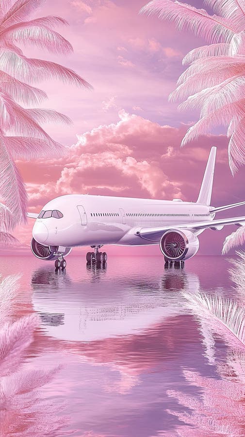 Airplane Beach Sunset stock image. Image of luxury, travel - 353446877