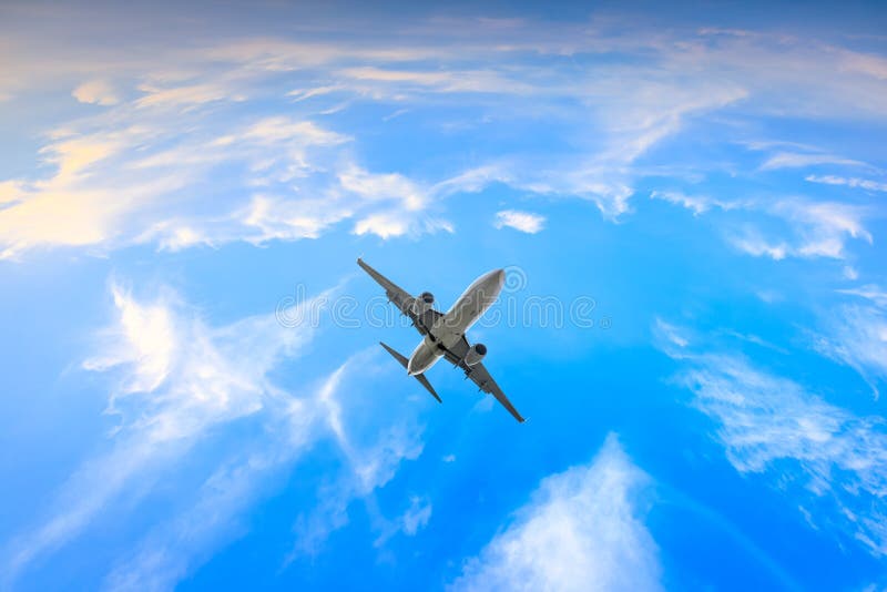 Airplane and Beautiful Sky in Spring Stock Photo - Image of cloudscape ...
