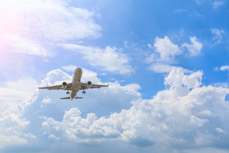 Airplane and Beautiful Sky in Spring Stock Photo - Image of beautiful ...