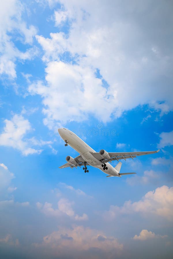Airplane and Beautiful Sky in Spring Stock Photo - Image of light ...