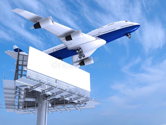Airplane and billboard stock illustration. Illustration of publicity ...