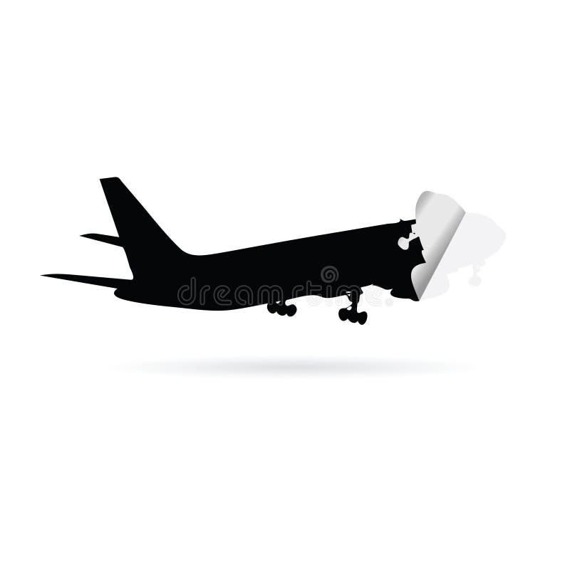 Airplane Black Silhouette Sticker Stock Vector - Illustration of plane ...