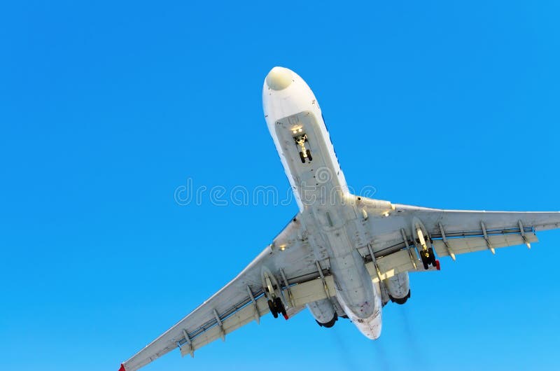 Airplane Blue Sky Clouds Flight Airport Stock Image - Image of flight ...