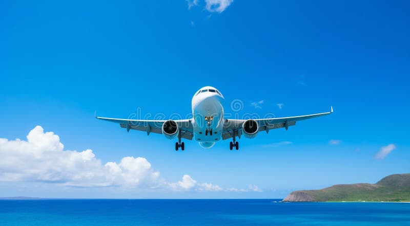 Airplane in the Blue Sky, Flying Airplane in the Air, Close-up of a ...