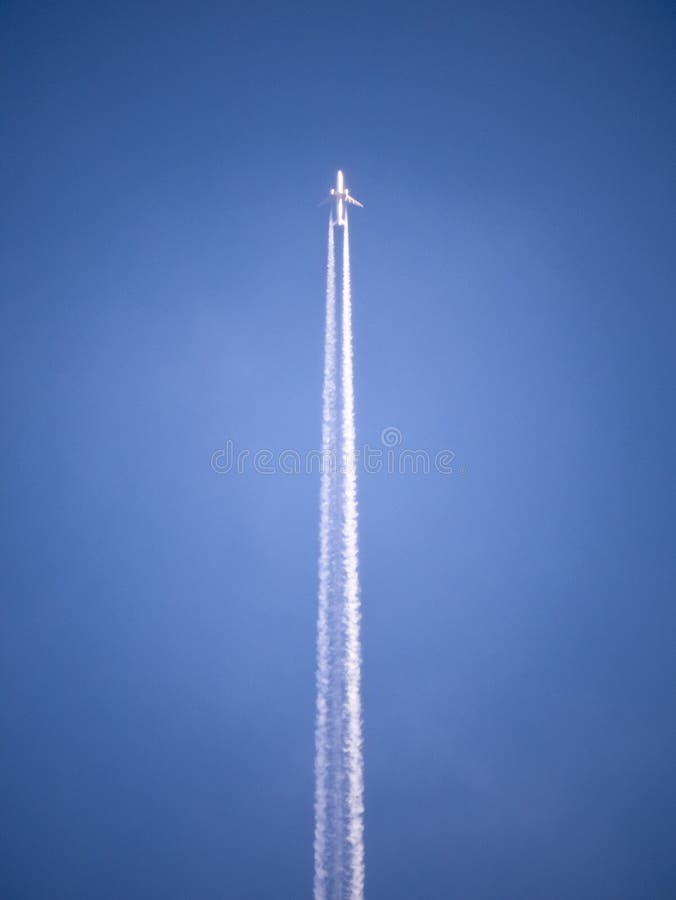 An Airplane at the Blue Sky Stock Photo - Image of straight, plane ...