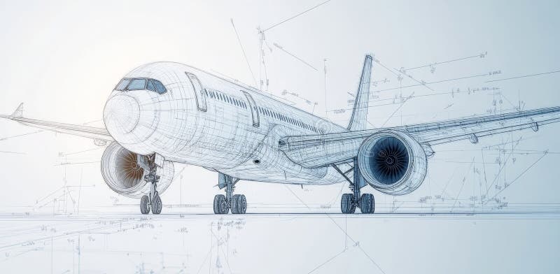 Airplane Blueprint Comprehensive Engineering Design Drawing Stock ...