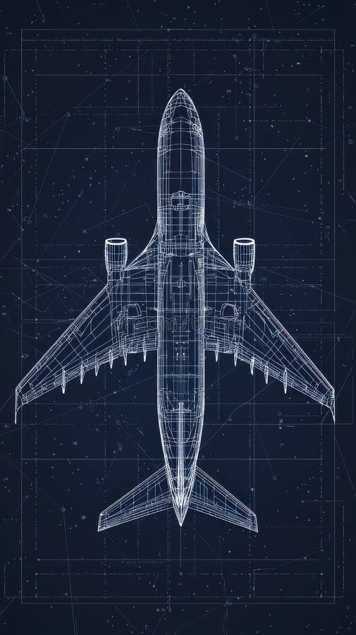 Airplane Blueprint Vector Illustration with Detailed Technical Drawings ...