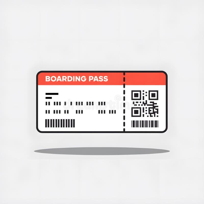 Airplane Boarding Pass Vector Illustration White Background Red Header ...