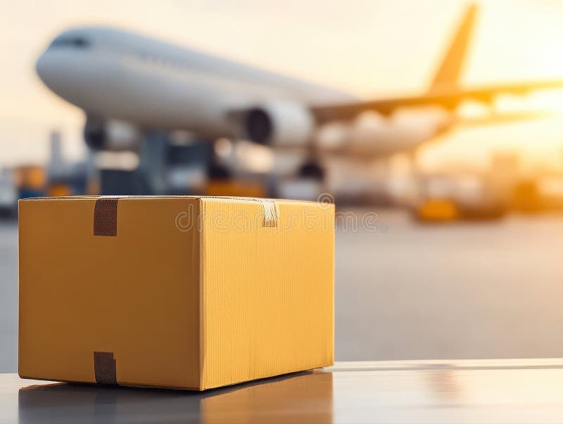 Airplane and Box Representing the Concept of Global Logistics and ...