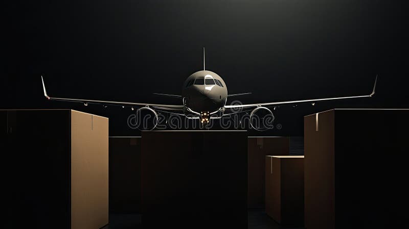 Airplane, Boxes, Black Background, Sky, for Posing, Advertising Stock ...