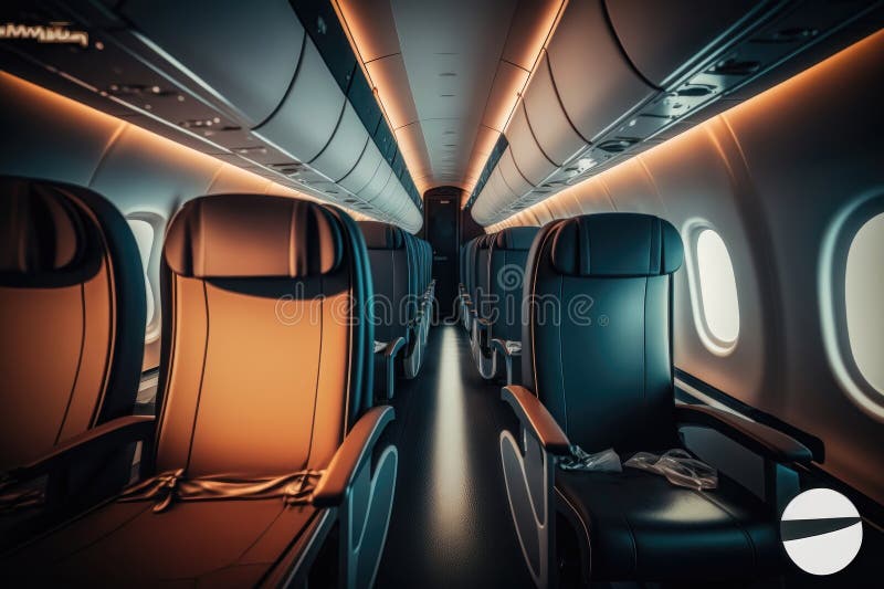Airplane Cabin Interior. AI Generated Stock Illustration - Illustration ...