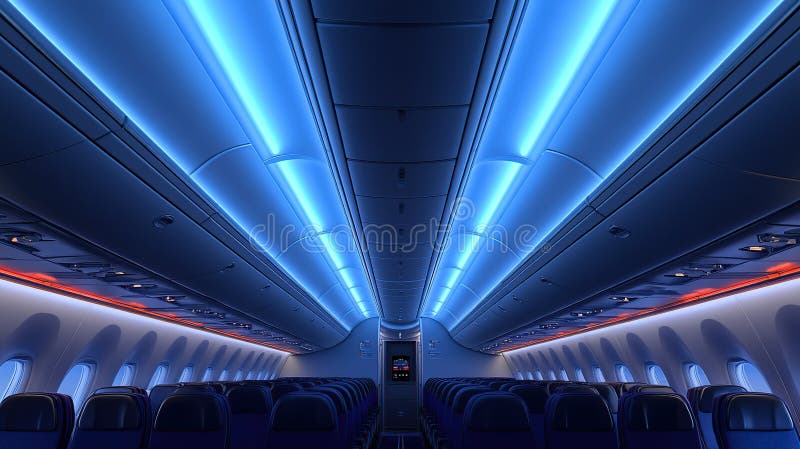 Airplane Cabin Night Lighting Interior Travel Design Stock Photos ...
