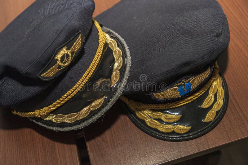Airplane Captain and Second in Command Caps Stock Image - Image of ...