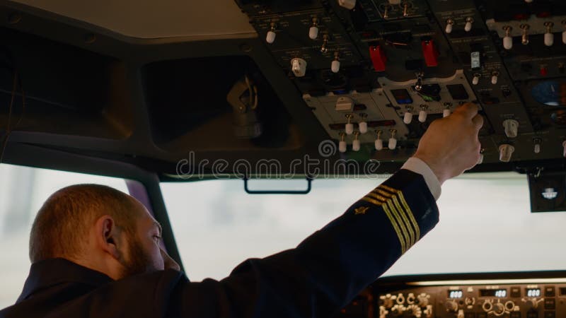 Airplane Captain Throttling Engine To Takeoff and Fly Plane Stock Video ...