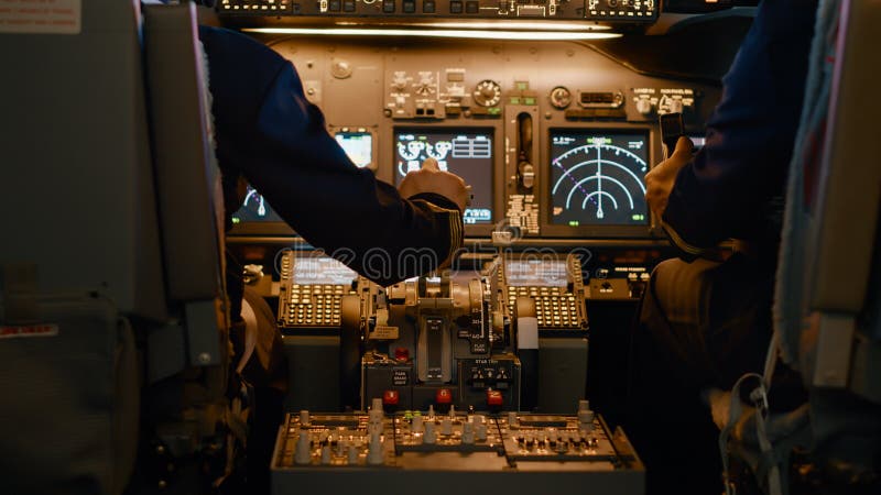 Airplane Captain Throttling Engine To Takeoff and Fly Plane Stock Photo ...