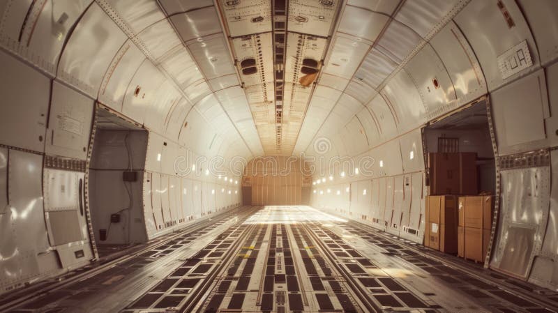 An Airplane Cargo Hold Being Loaded with Boxes, Illustrating Stock ...