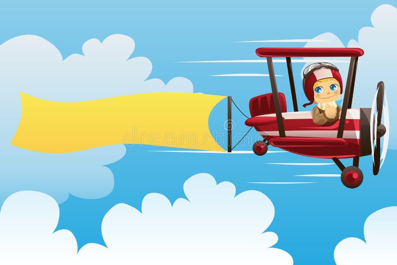 Airplane Carrying Advertisement Banner Stock Vector - Illustration of ...