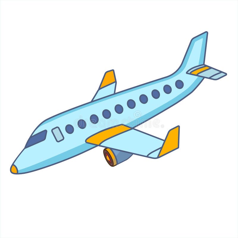Airplane Light Blue Color with Yellow Tips. Stock Illustration ...