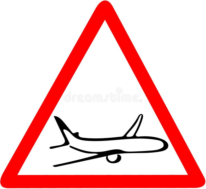 Airplane caution sign stock illustration. Illustration of roadside ...