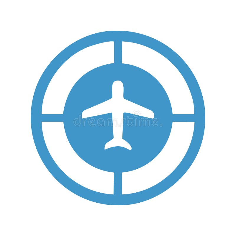 Airplane Circle Icon. Simple Blue Circle Icon with a White Airplane ...