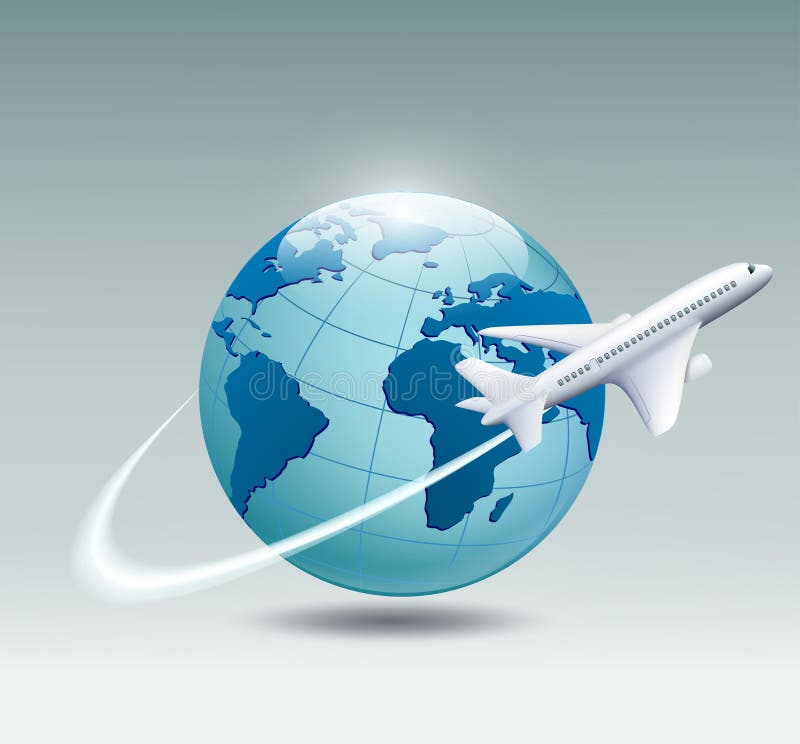 Airplane Circling Around the Globe Stock Vector - Illustration of ...
