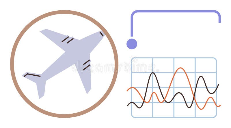Airplane with Data Graph Representing Aviation Analytics in Minimalist Style Stock Illustration ...