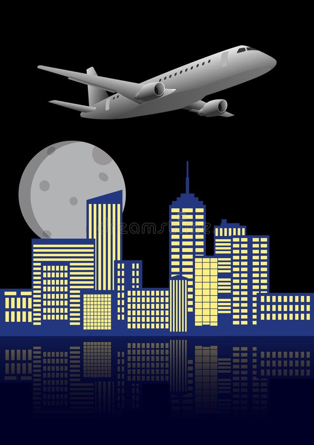 Airplane city stock vector. Illustration of aviation - 39640675