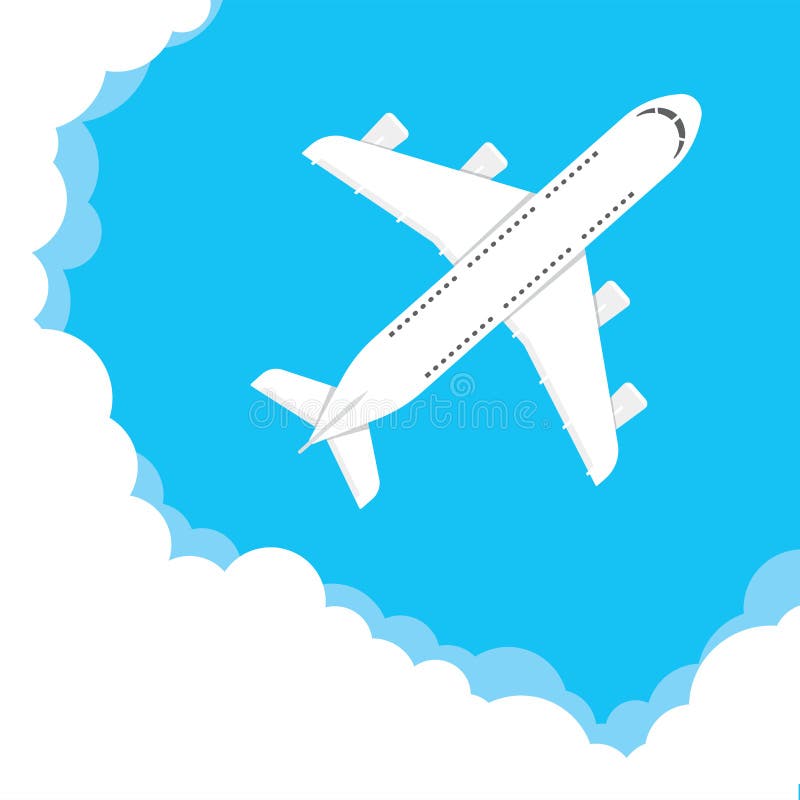 Airplane in a cloudy sky stock vector. Illustration of transport - 76231767