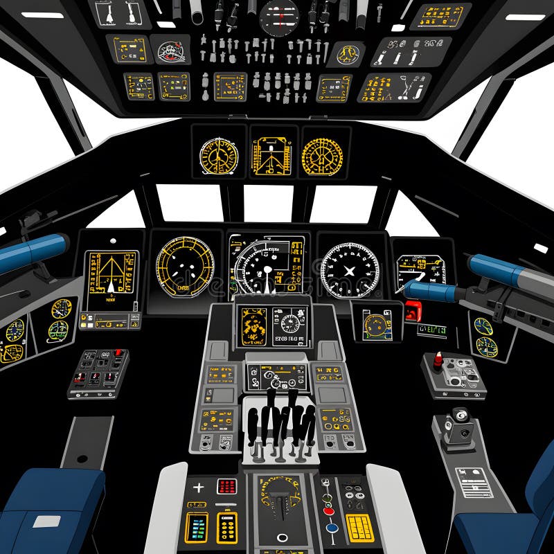 Airplane Cockpit, AI-generatet Stock Illustration - Illustration of ...