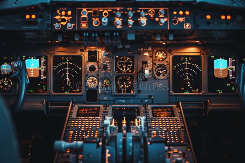 Airplane Cockpit Control Panel Showing Flight Data Stock Photo - Image ...