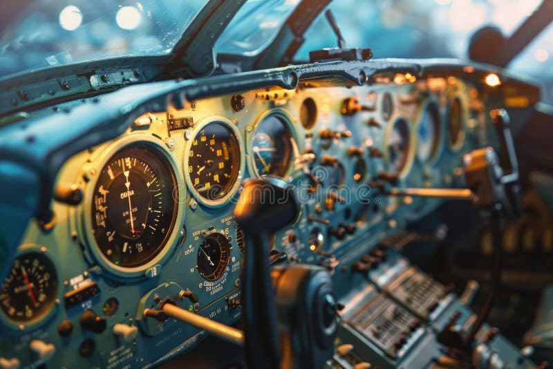 Airplane Cockpit Control Panel Showing Flight Instruments Stock Photo ...