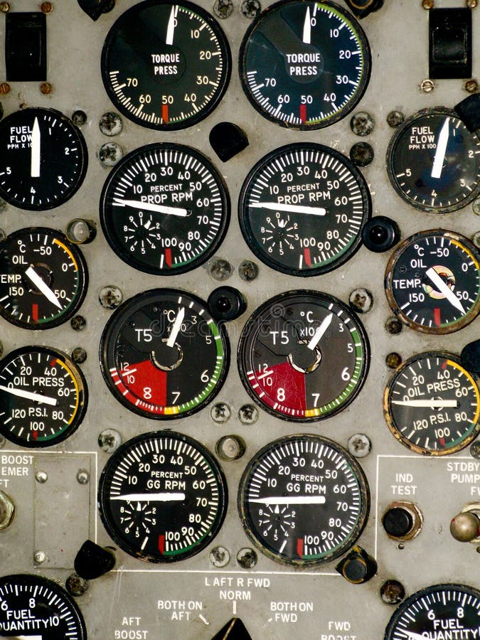 Airplane Cockpit Instruments Stock Photo - Image of guages, panel: 8379438