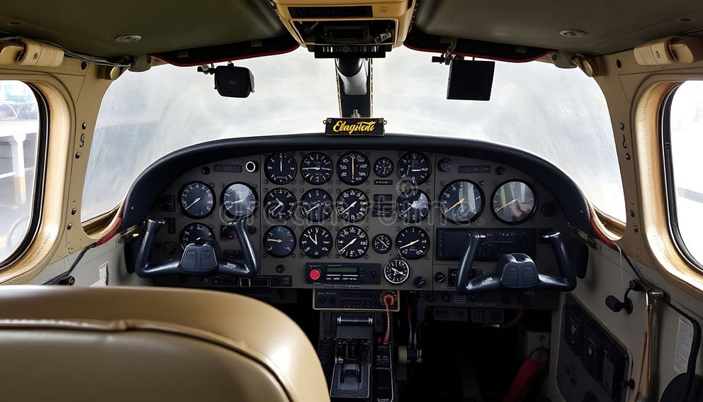 Airplane Cockpit Interior, Flight Deck and Aviation Tech Generative AI ...
